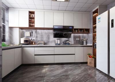 China Factory Direct Supply Matt Lacquer Finish Laminate Kitchen Cabinets with Quartz Countertop for sale