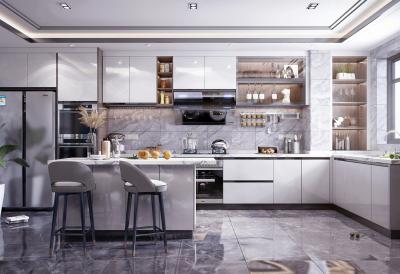Muebles de cocina modulares de estilo europeo sin marco y listos para ensamblar