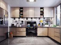 China Sleek L Shape Medium Size Kitchen With Customizable Shaker Cabinets for sale