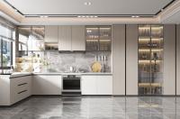 China Cupboard Foshan Laminated MDF Modular Pull Down Shaker Smart Kitchen Cabinet for sale