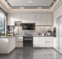 China Cupboard Foshan Laminated MDF Modular Pull Down Shaker Smart Kitchen Cabinet for sale