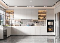 China Cupboard Foshan Laminated MDF Modular Pull Down Shaker Smart Kitchen Cabinet for sale