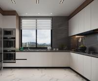 China Melamine Lacquer Kitchen Cabinets With Handle Design Customized Kitchen for sale
