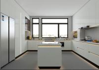 China Melamine Lacquer Kitchen Cabinets With Handle Design Customized Kitchen for sale