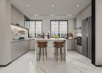 China Melamine Lacquer Kitchen Cabinets With Handle Design Customized Kitchen for sale