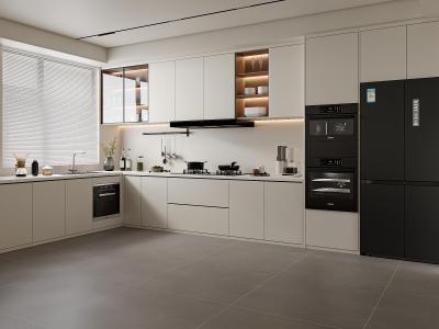 China Hotel Modern Modular Kitchen Cabinets  With Island for sale