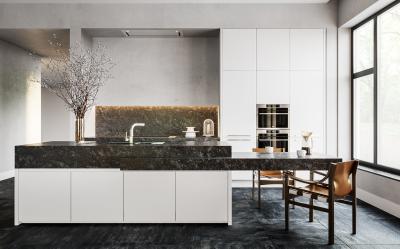 China Modern Italian Kitchen Cabinet U Shape High End Glossy Luxury Kitchen Cabinets for sale
