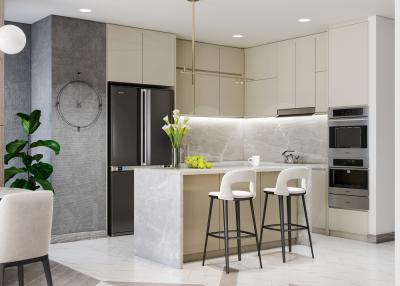 China Environmental Friendly Melamine Impregnated Film Paper Integrated Kitchen Cabinets for sale