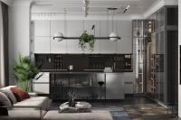 China Free Customization Modern Sintered Stone Island Table Modular Kitchen Cabinets for sale
