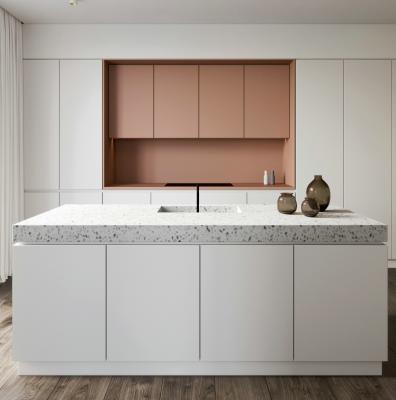 China Modern Light Luxury Design Kitchen Wood Melaine Kitchen Cabinet With Island for sale