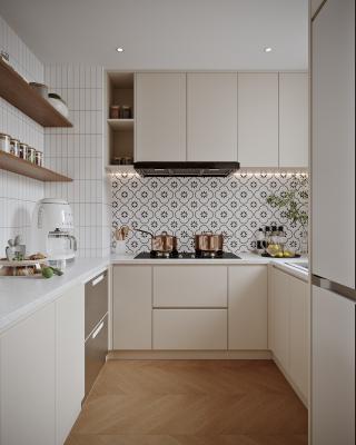 China Lacquer Kitchen Cabinet  French Design Laminate Commercial Kitchen Cabinets for sale