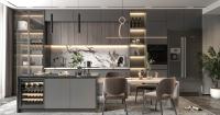 China Quick Assembly Modern Grey Kitchen Cabinets Custom Design With Island for sale