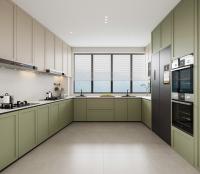 China Quick Assembly Modern Grey Kitchen Cabinets Custom Design With Island for sale