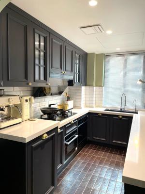 China Vintage Corner Modular Lacquer Kitchen With Island Furniture Cabinet for sale
