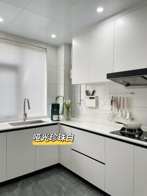 China Armários de cozinha em compensado em formato de L com bancada de quartzo à venda