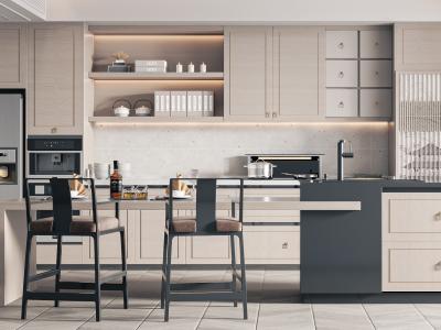 China Custom Modular Kitchen Cabinet with Quartz Countertop for sale