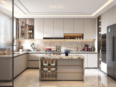 China Custom Modular Kitchen Cabinet with Quartz Countertop for sale