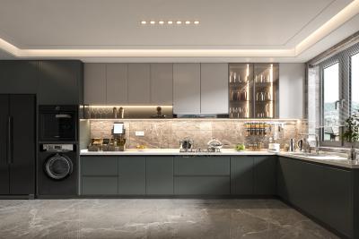 China Custom Modular Kitchen Cabinet with Quartz Countertop for sale