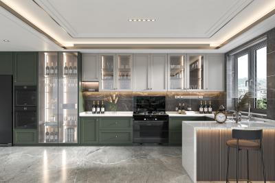 China Custom Modular Kitchen Cabinet with Quartz Countertop for sale