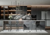 China Classical High Gloss Lacquer Kitchen Cabinet with Big Storage for sale