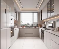 China Modern Modular Kitchen Cabinet Set  Melamine Board Eco-Friendly Multifunctional for sale