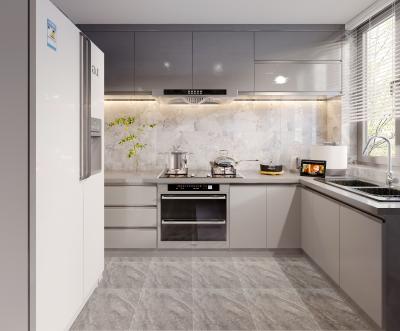 China Modern Minimalist Pure White Melamine Kitchen Cabinet Set Particle Board Upper for sale
