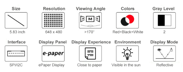 5.83 inch ePaper display side view