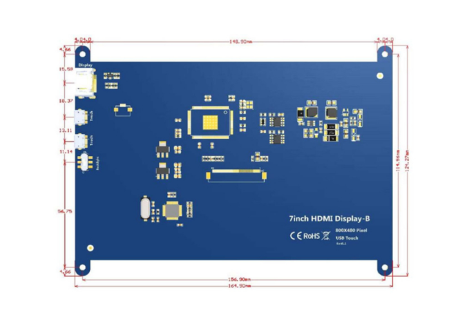 7-inch HDMI TFT LCD display front view