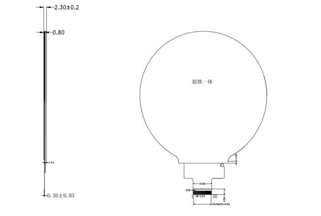 4-inch circular HDMI TFT LCD display side view