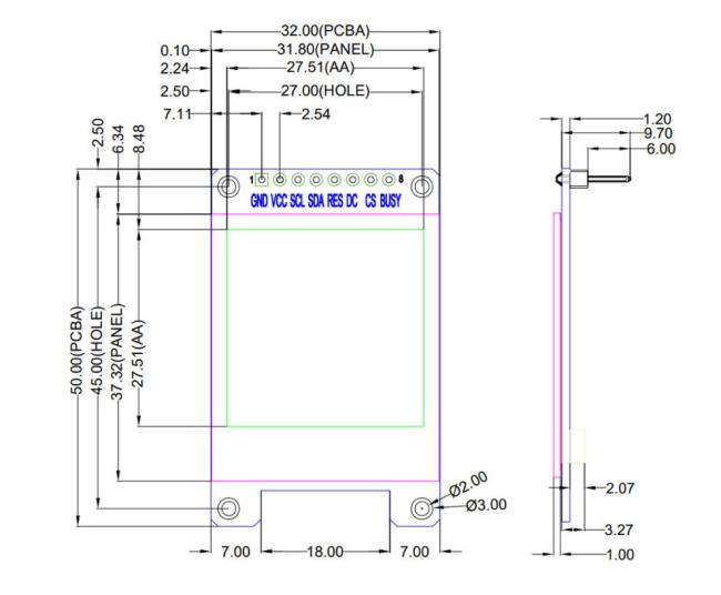1.54-inch E-Paper Display Module Diagram