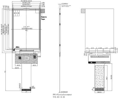 China 320x480 3,5 inch TFT LCD Display IPS MCU ST7796S IC Custom LCD Panel Te koop