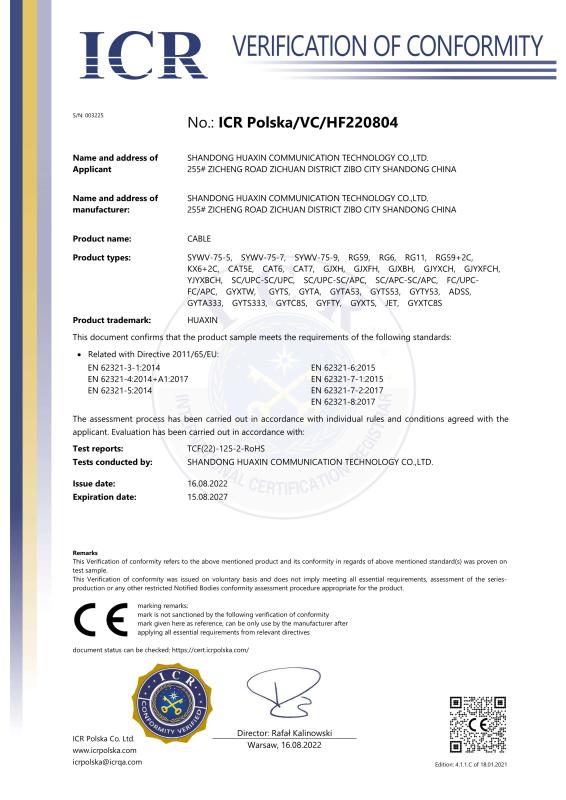 CE - Shandong HUAXIN Communication Technology Co., Ltd.