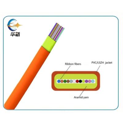 China Multi-Cores Mini Flat Indoor Fiber Optic Cable met Aramid Garment GJFJV Te koop