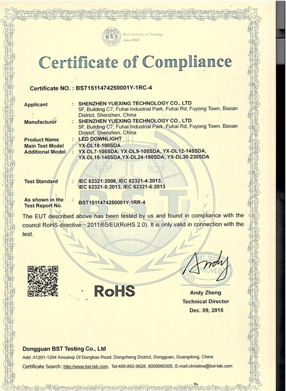 RoHS Downlight - Shenzhen Yuexing Technology Co., Ltd. 
