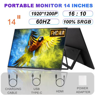 China 14inch 1920x1200  Travel External Monitor 400nit Portable Extended Monitor 60Hz Refresh for sale