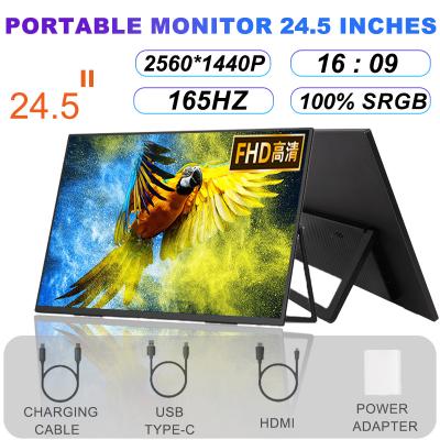 China QHD Portable Monitor 165Hz Mobile Monitor For Laptop 2560x1440 24.5 Inch Monitor for sale
