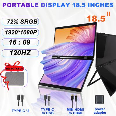 China 18.5in Laptop Attachable Monitor 120Hz Dual 350nit Monitor For Laptop Portable for sale