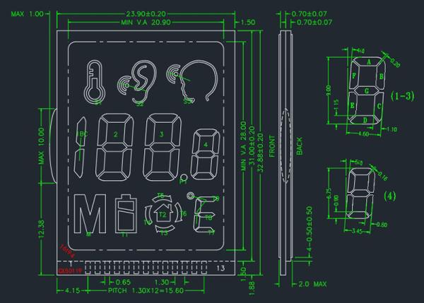 Quality Custom Segment LCD Screen for Handheld Forehead Thermometer, Positive Display for sale