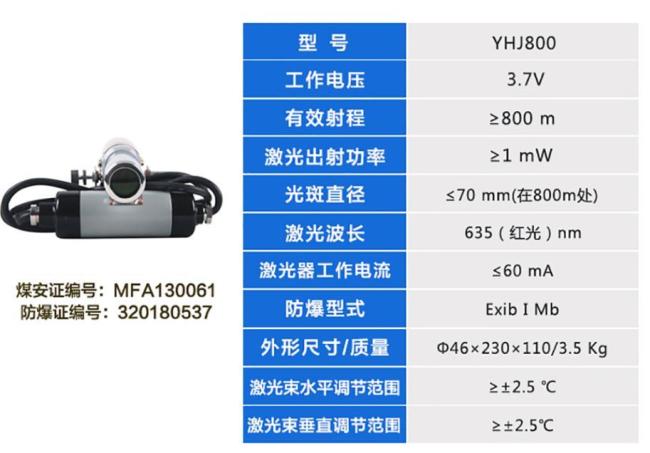 Yhj800 800m Laser Pointer, Coal Mine Intrinsically Safe AC127V Laser Guider