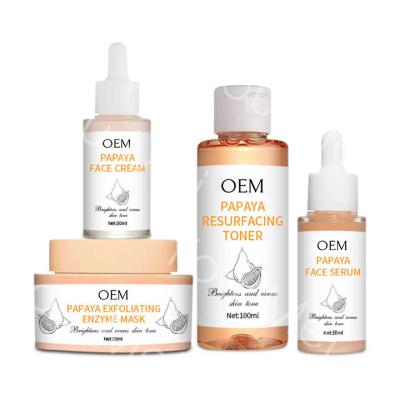 China Acne Whitening Facial Skincare Set Cleanser Toner And Moisturizer With Papaya Extract Whitening for sale