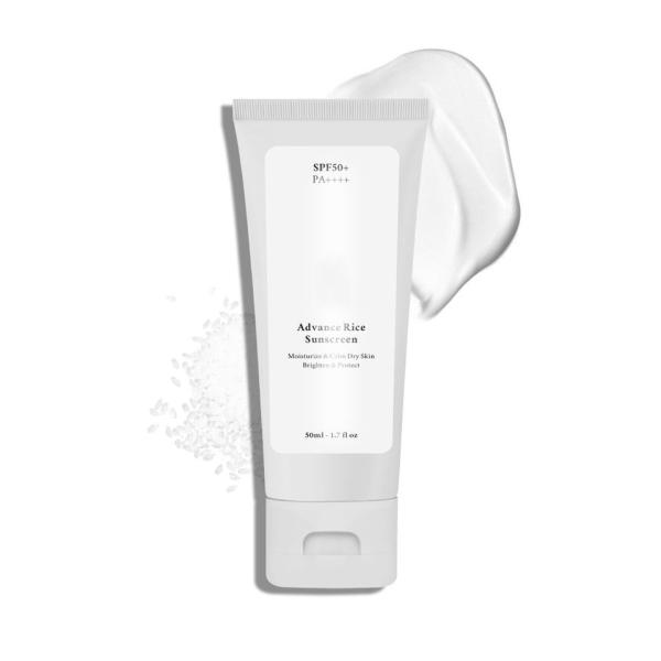 Quality OEM ODM brand customized organic Korean UV sunscreen SPF 50 instant whitening and relieving rice sunscreen vegetarian 50ml protection for sale