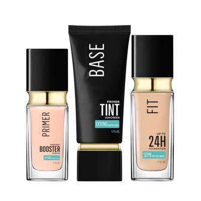 China OEM ODM Korean Cosmetics Best Skin Shining Primer Face essence 3 in 1 Makeup Base liquid foundation Set Product Spf 30 for sale