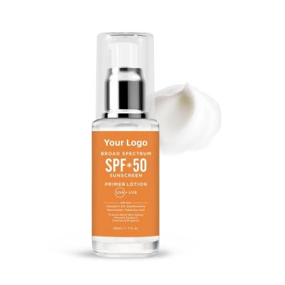 China OEM ODM pure sunscreen face cream makeup primer lotion sunscreen Spf 50 skin brightening cream brand customization for sale