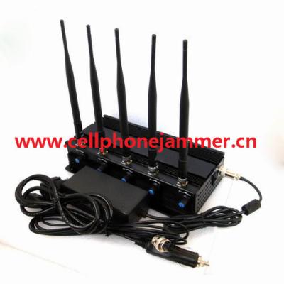 China 5 High Power Antenna Phone Jammer & GPS Jammer for sale