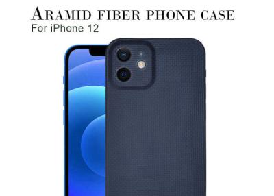Cina La tela struttura la cassa blu della fibra del carbonio di Aramid per l'iPhone 12 in vendita