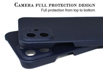 Cina La tela struttura la cassa blu della fibra del carbonio di Aramid per l'iPhone 12 in vendita