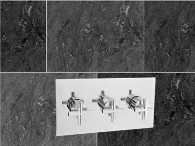 China Cross Handle Brass 2 Way Thermostatic Shower Valve With Rectangle Plate for sale