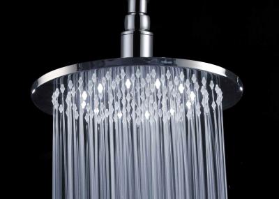 China Chrome Finish Overhead Inch Rain Shower Head / White LED Shower Head for sale