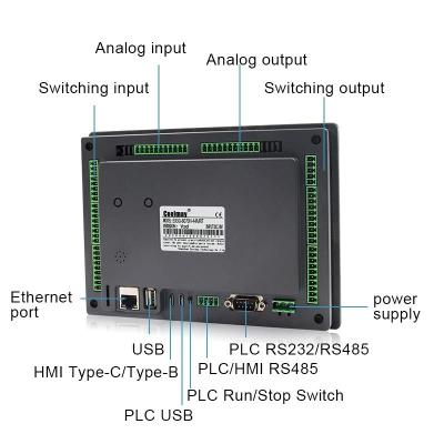 China Industrial Automation HMI PLC All In One 7.0" TFT Screen 32bit CPU 408MHz 65536 True Color Touch Screen RS232/RS485 Port485P Compatible FX3G/FX3U/FX3S Temperature analog customization for sale