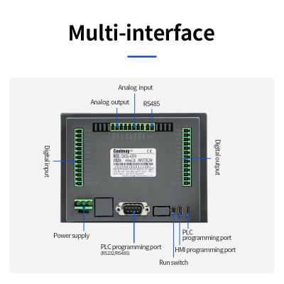 China Coolmay Oem Odm Logo Industrial Automation 12v 12v 24v Ac Dc Relay 24mt Digital Plc HMI Integrated Combo for sale